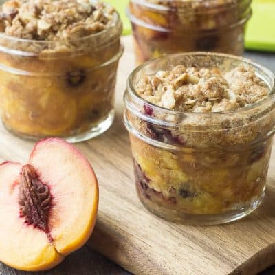 Gluten Free Mini Peach Crisps with Blueberries