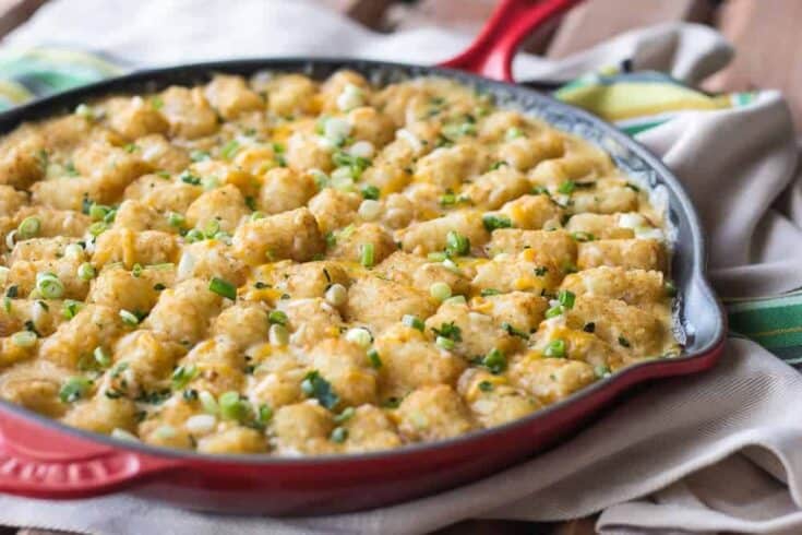 Cheesy Tater Tot Casserole with Brisket - stetted