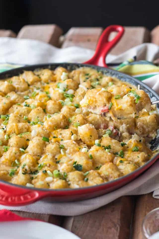 Cheesy Tater Tot Casserole with Brisket - stetted