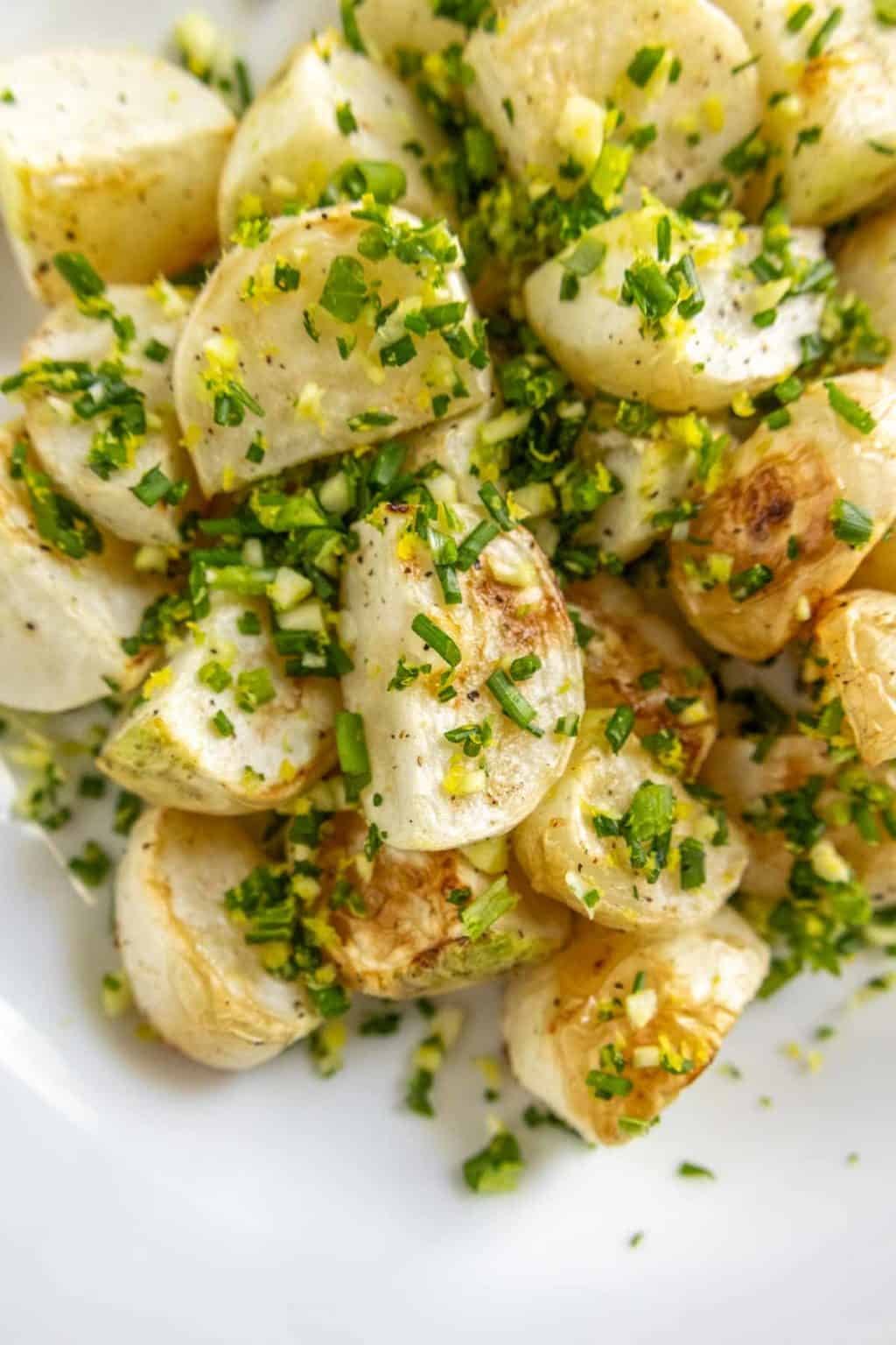 Roasted Turnips with Chive Gremolata